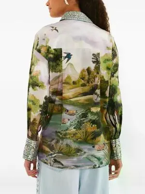 Farm Rio Multicolor Countryside Landscape Buttoned Shirt