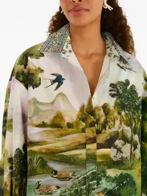 Farm Rio Multicolor Countryside Landscape Buttoned Shirt