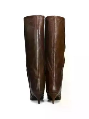ALCHIMIA Pointed Toe Ruched Leather Boots