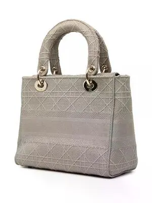Dior Medium Embroidered Canvas Cannage Lady D Lite Satchel