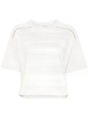 Brunello Cucinelli Striped Cotton T-shirt - Grey