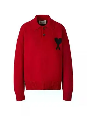 AMI Paris De Coeur Felted Polo Sweater