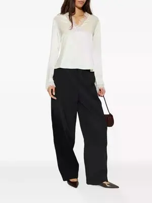GANNI Lace Trim Satin Finish Top