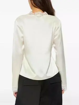 GANNI Lace Trim Satin Finish Top