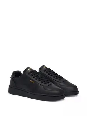 BOSS Logo Panelled Leather Sneakers - Black