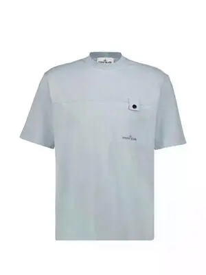 Stone Island Logo-print Chest-pocket T-shirt - Grey