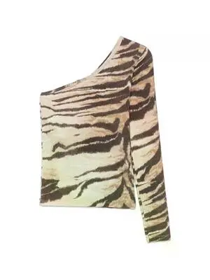 BASERANGE Tiger-print One-shoulder Blouse