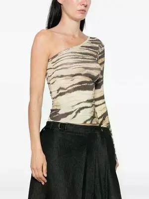 BASERANGE Tiger-print One-shoulder Blouse