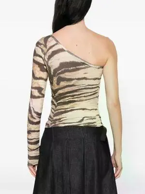 BASERANGE One-shoulder Tiger Print Blouse