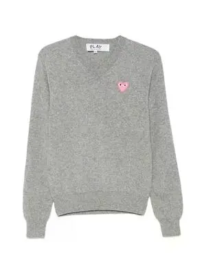 Play Comme Des Garcon V-neck Sweater With Heart Patch