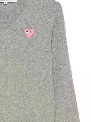 Play Comme Des Garcon V-neck Sweater With Heart Patch