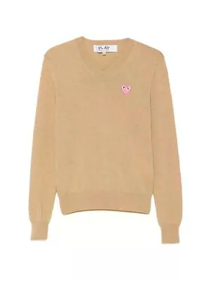 Play Comme Des Garcon V-neck Sweater With Heart Appliqu
