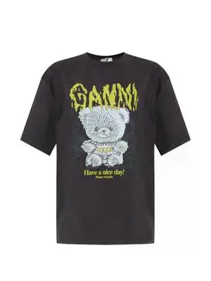 GANNI Graphic-print T-shirt - Grey