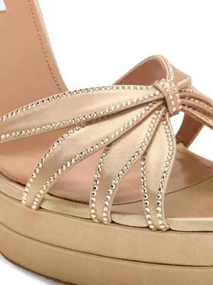 AQUAZZURA Soulmate Crystal Embellished Satin Platform Sandals