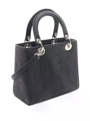 Dior 2010-2026 Medium Lambskin Cannage Lady Satchel - Black