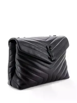 Saint Laurent Loulou Matelasse Chevron Leather Medium Shoulder Bag - Black