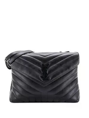 Saint Laurent Loulou Matelassé Chevron Leather Shoulder Bag - Black