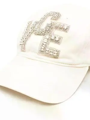 GOLDEN GOOSE Crystal Embellished Logo Patch Cap - Neutrals