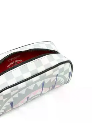 SPRAYGROUND Shark-print Checkered Wash Bag