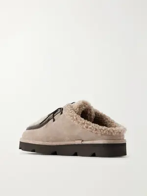 Brunello Cucinelli Shearling-trimmed Suede Clogs