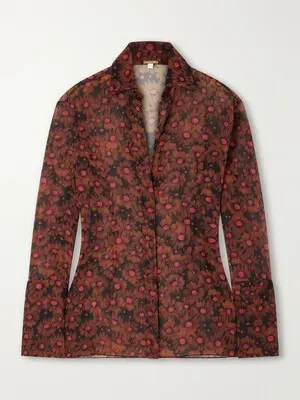 CALA DE LA CRUZ Floral-print Chiffon Shirt