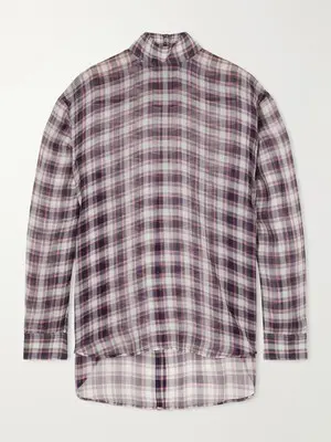 Tibi Reversable Checked Cotton And Silk-blend Shirt