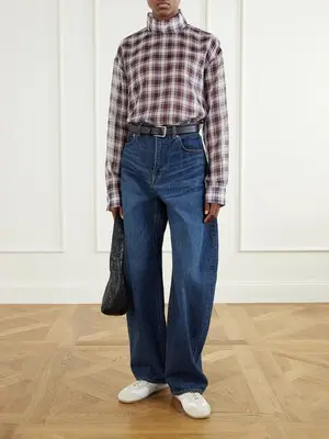 Tibi Reversable Checked Cotton And Silk-blend Shirt