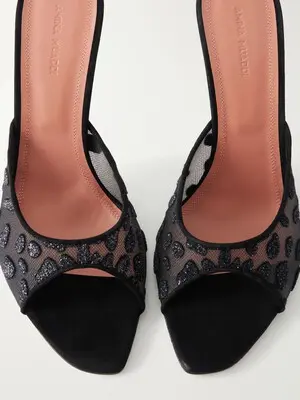 Amina Muaddi Alexa 95 Embellished Mesh Sandals