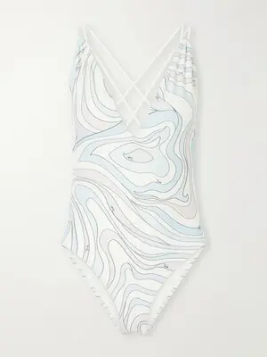 Emilio Pucci Marmo' Printed Swimsuit - Blue