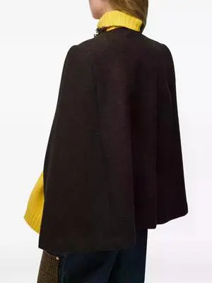 GANNI Wool Cape With Toggle Fastening And Fringe Trim
