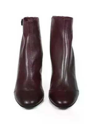 FRANCESCO RUSSO Burgundy Leather Zip-fastening Ankle Boots