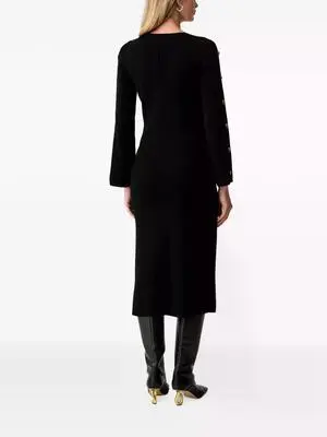 Elisabetta Franchi Ribbed Knit Midi Dress With Button Embellishments