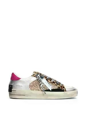 CRIME LONDON Sk8 Deluxe Glitter-panel Leopard-print Sneakers - Silver