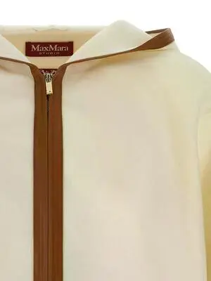 Max Mara Hooded Zip-up Jacket With Leather Trim