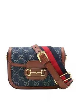 Gucci 2016-2026 Small Gg Denim Web Horsebit 1955 Crossbody Bag - Blue