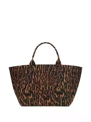 GANNI Xxl Leopard-print Embroidered Tote Bag