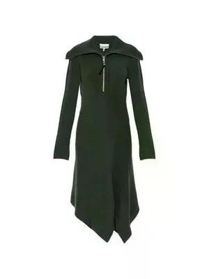 GANNI Ribbed-knit Handkerchief Hem Dress