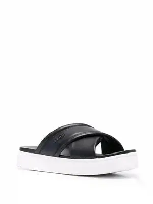 UGG Leather Crossover Strap Platform Sandals