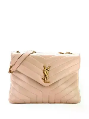 Saint Laurent Loulou Matelasse Chevron Leather Medium Shoulder Bag - Neutrals