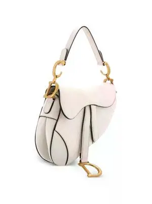 Dior Saddle Handbag Leather Mini Shoulder Bag - White