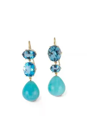 SYLVA & CIE Blue Topaz Amazonite Drop Earrings - Gold