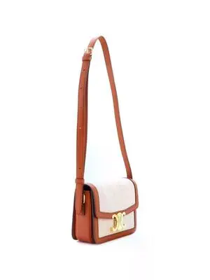 Celine Triomphe Shoulder Bag In Canvas And Leather - Brown