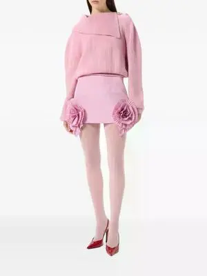 Blumarine Rose Detail Taffeta Mini Skirt