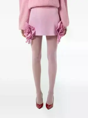 Blumarine Rose Detail Taffeta Mini Skirt