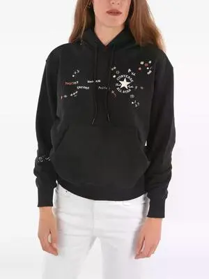 CONVERSE Logo Print Drawstring Hoodie - Black