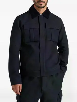 Manière De Voir Maniere De Voir Twill Trucker Jacket With Velvet Collar - Blue