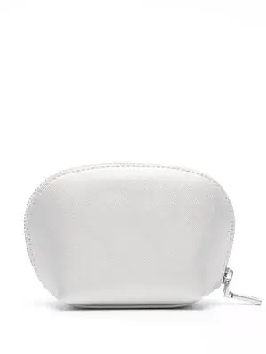 Moschino Logo Plaque Faux Leather Makeup Bag