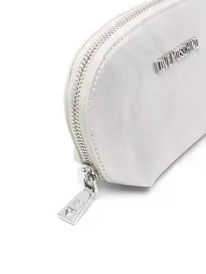 Moschino Logo Plaque Faux Leather Makeup Bag