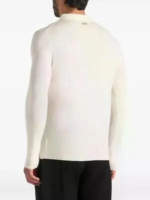 Manière De Voir Long Sleeve Polo Top With Zip Off White