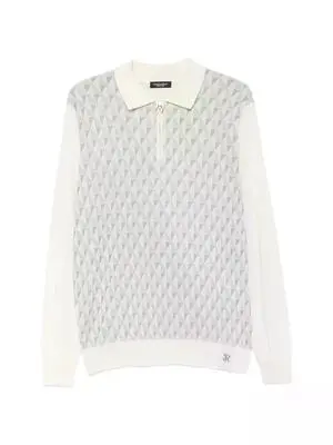 Stefano Ricci Geometric-pattern Long-sleeve Polo Shirt